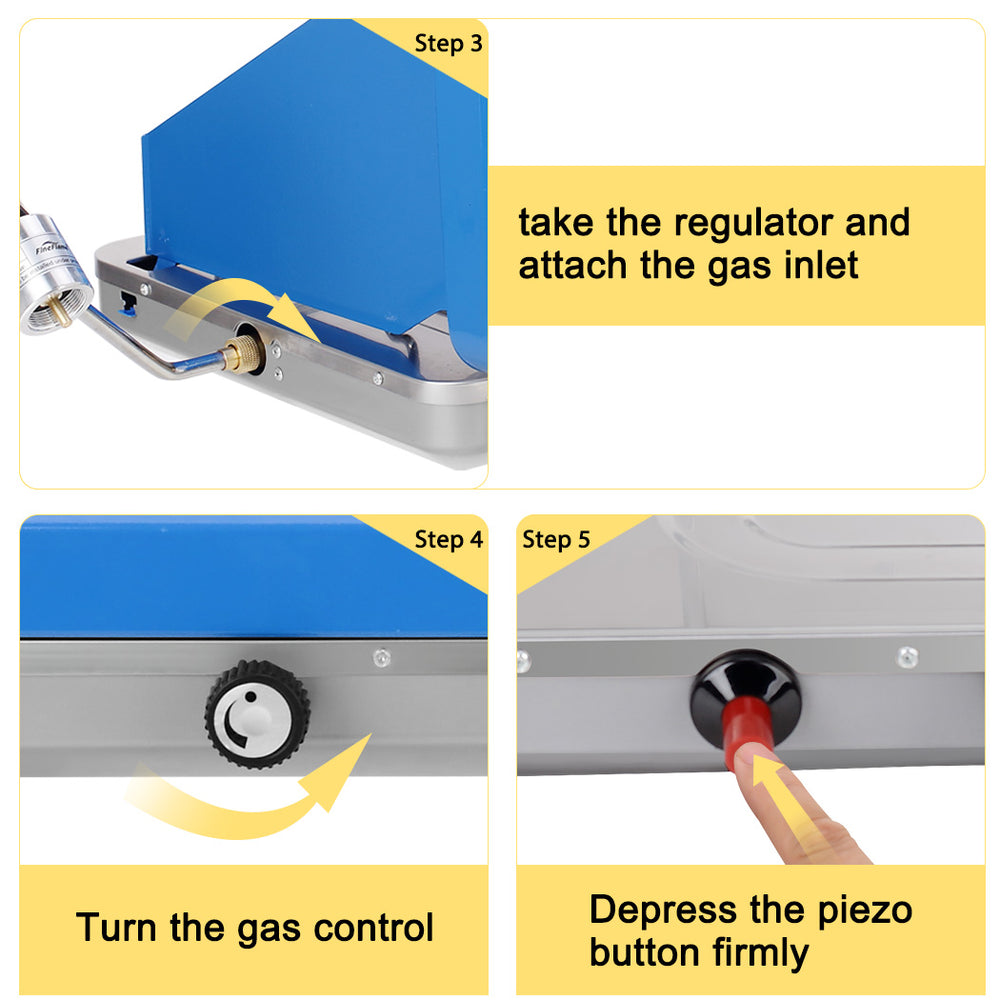 CAMPLUX Portable Camping Stove 2 Burner Gas Propane BBQ Windproof Cook
